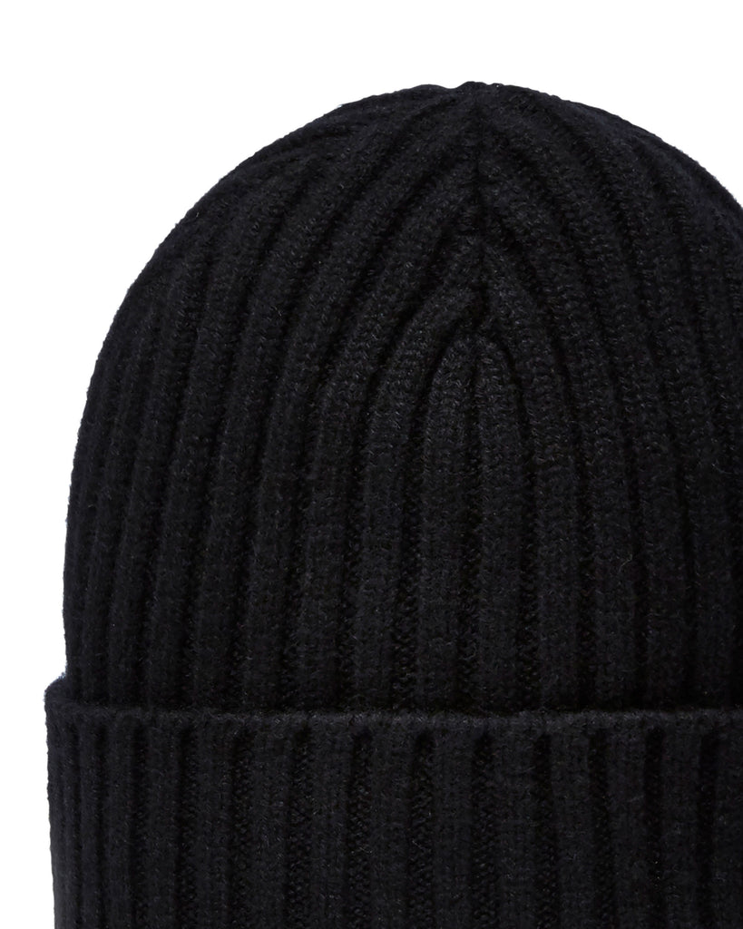 Unisex Chunky Ribbed Cashmere Hat Black | N.Peal
