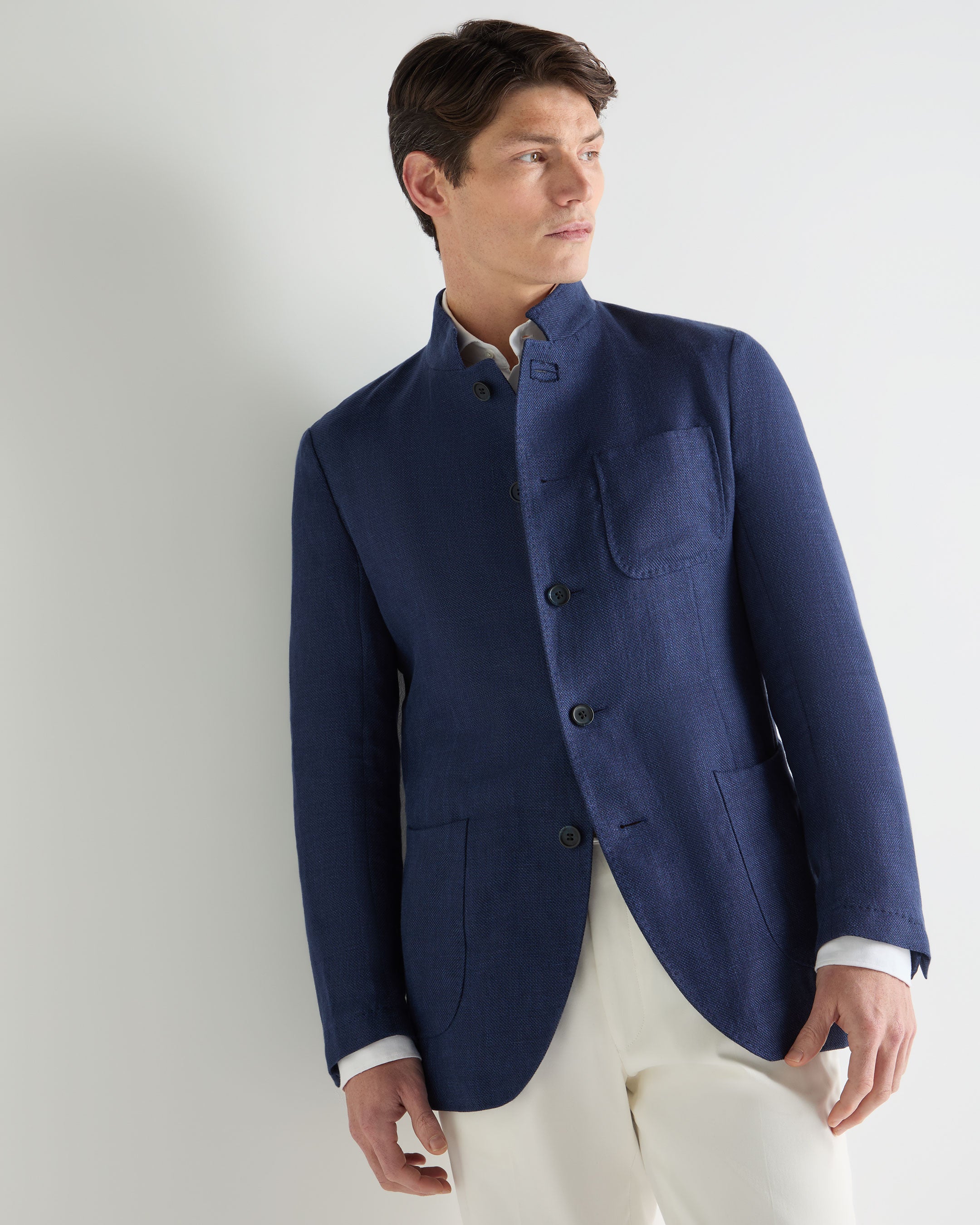 Men's Portofino Linen Blend Jacket Navy Blue | N.Peal