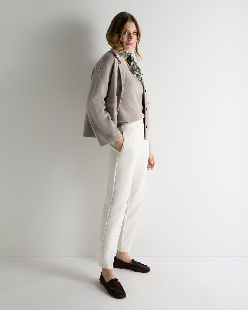 Women's Phoebe V Neck Cashmere Jumper Oat Grey | N.Peal