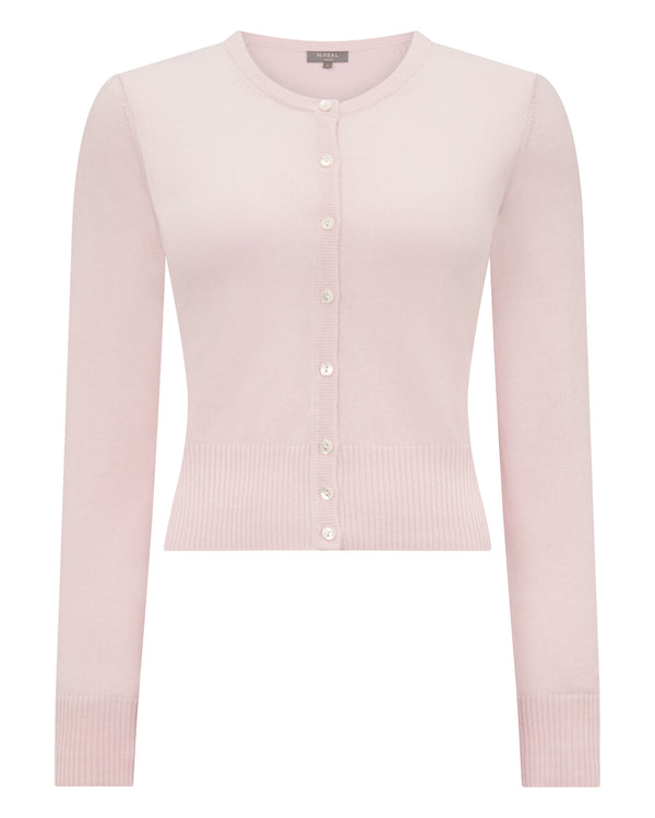 Women's Ivy Cropped Cashmere Cardigan Powder Pink | N.Peal