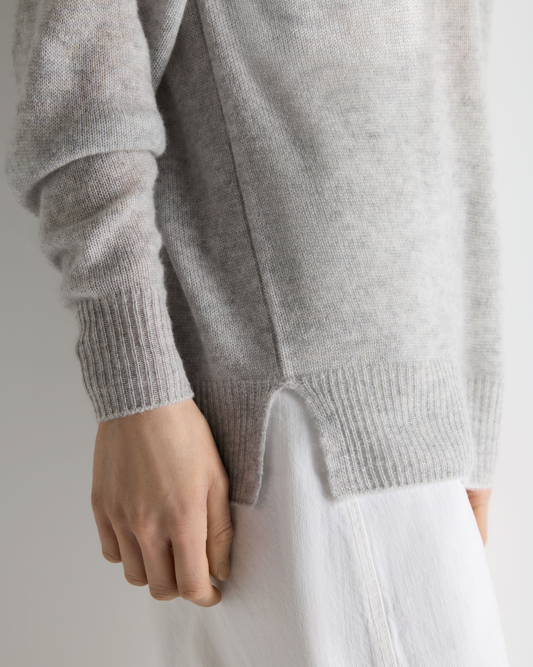 Women's Air Longline Cashmere Jumper Fumo Grey | N.Peal