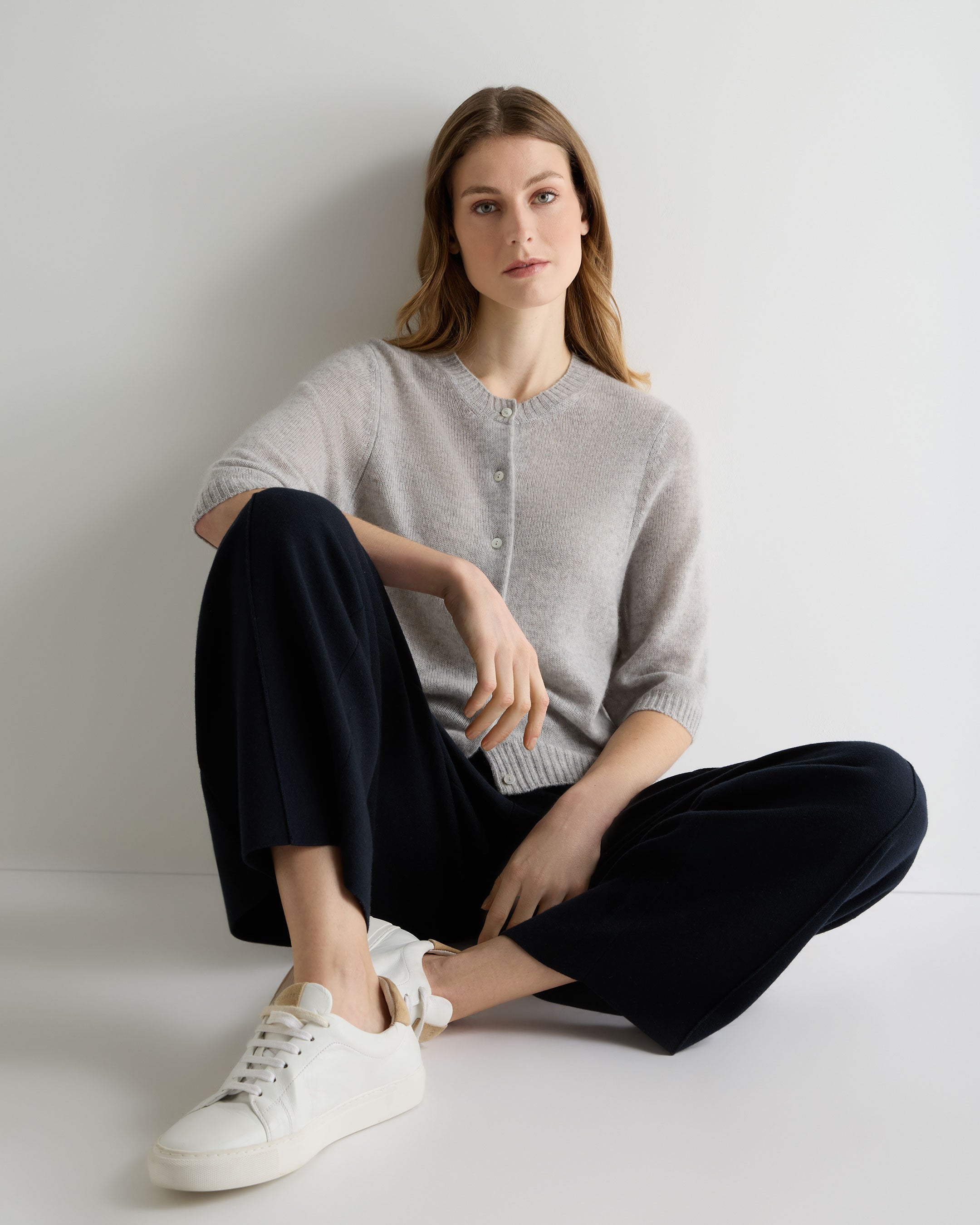 Women's Air Cashmere Cardigan Fumo Grey | N.Peal