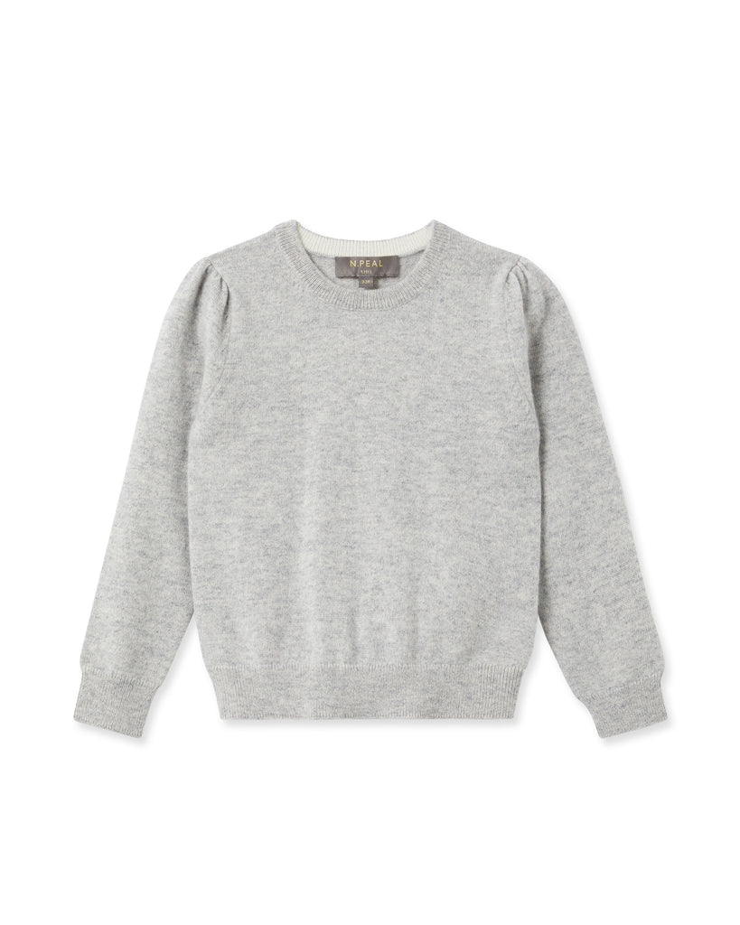 Girls Round Neck Cashmere Jumper Fumo Grey | N.Peal