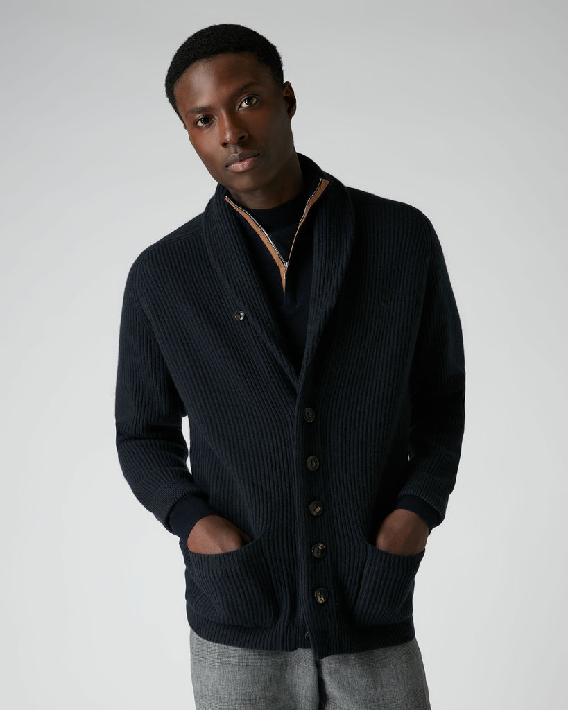 Men's Kensington Cashmere Cardigan Navy Blue | N.Peal