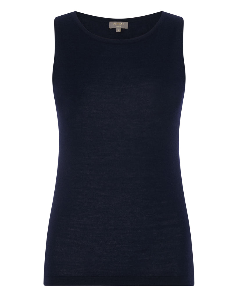 Women's Superfine Cashmere Shell Top Navy Blue | N.Peal