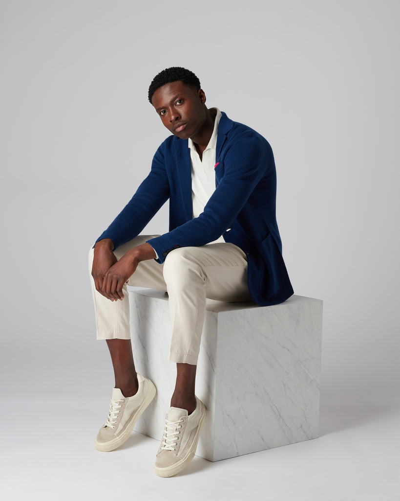 Men's Fine Gauge Cashmere Milano Jacket French Blue | N.Peal